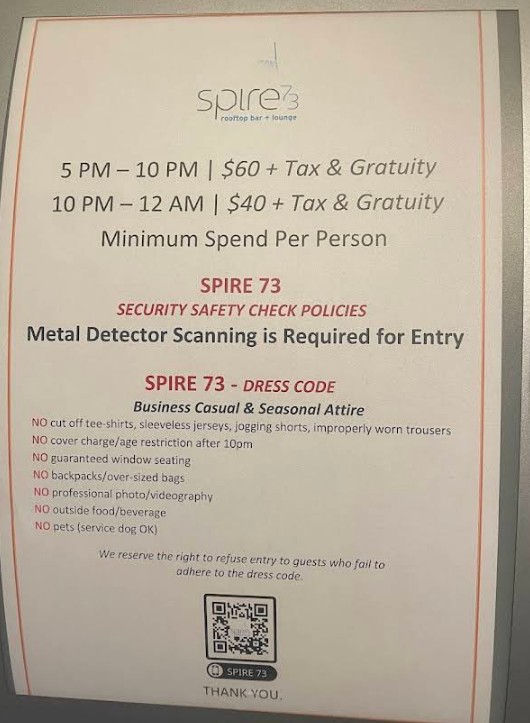 Spire 73 Cafe Menu – Rooftop Bar & Craft Cocktails in Downtown Los Angeles