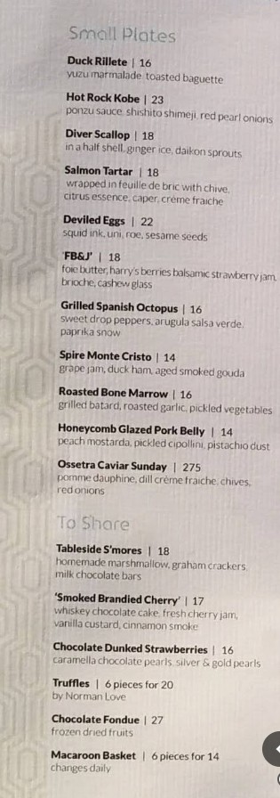 Spire 73 Cafe Menu – Rooftop Bar & Craft Cocktails in Downtown Los Angeles