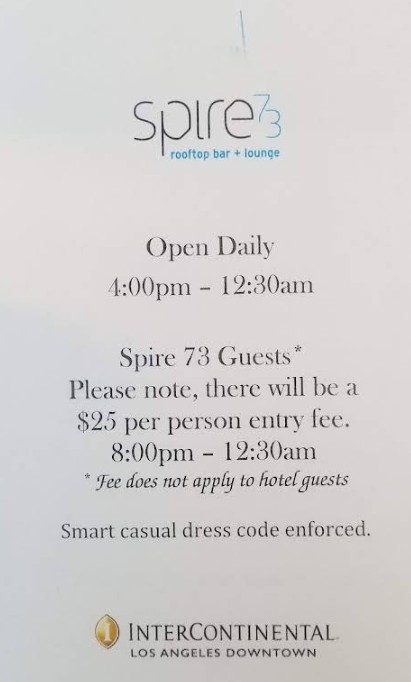 Spire 73 Cafe Menu – Rooftop Bar & Craft Cocktails in Downtown Los Angeles